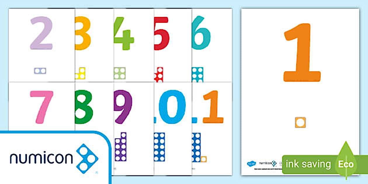 Numbers with Numicon Shapes 0-50 Display Cut-Outs - Twinkl